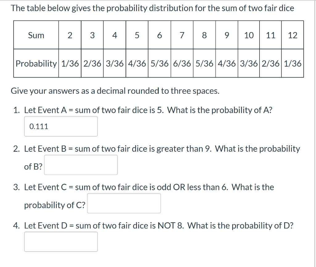 Solved The table below gives the probability distribution | Chegg.com