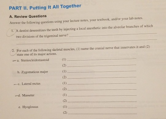 Solved PART II. Putting It All Together A. Review Questions | Chegg.com