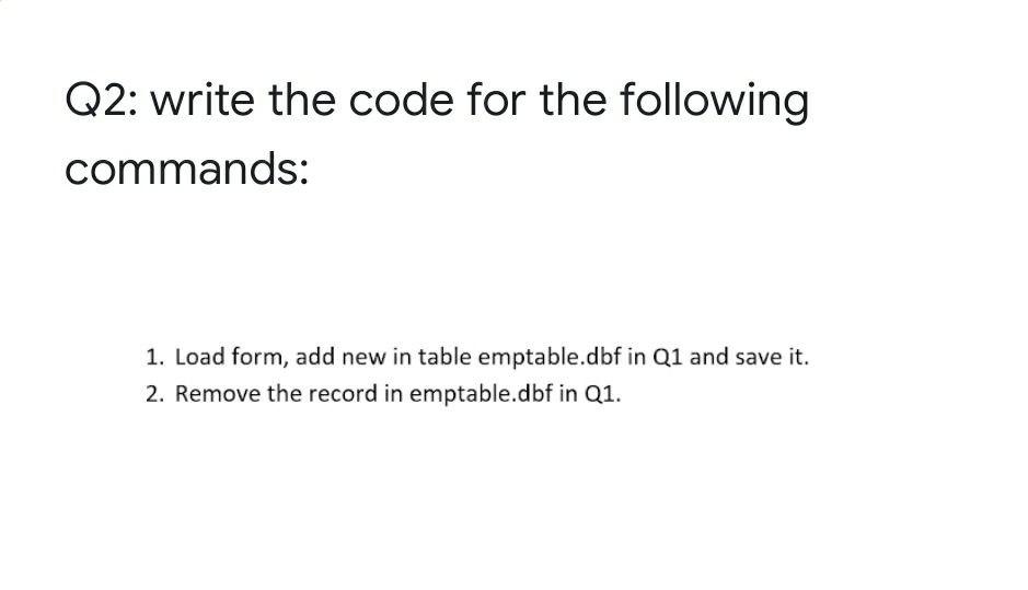 Solved Q2: write the code for the following commands: 1. | Chegg.com