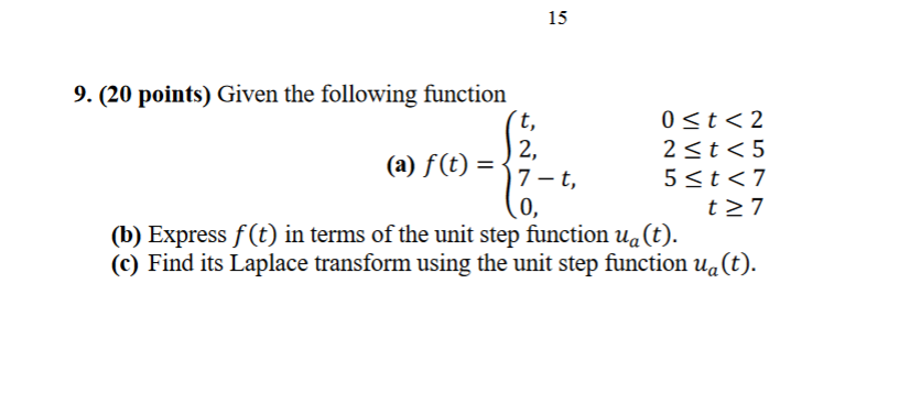 Solved 9. (20 points) Given the following function (a) | Chegg.com Solved 9. (20 points) Given the following function (a) | Chegg.com