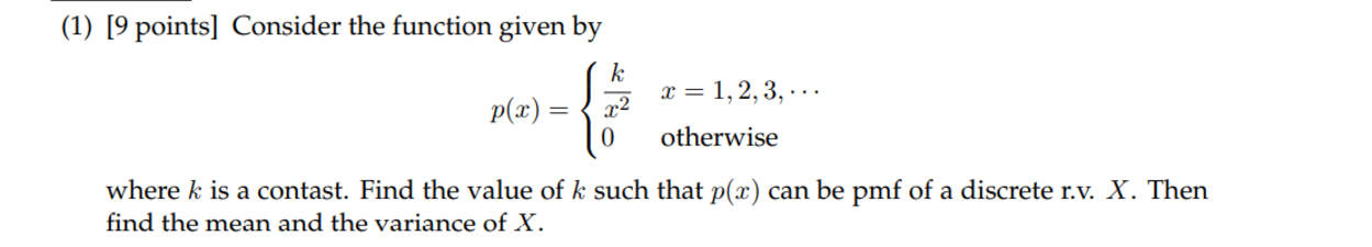 Solved (1) [9 ﻿points] ﻿Consider the function given | Chegg.com