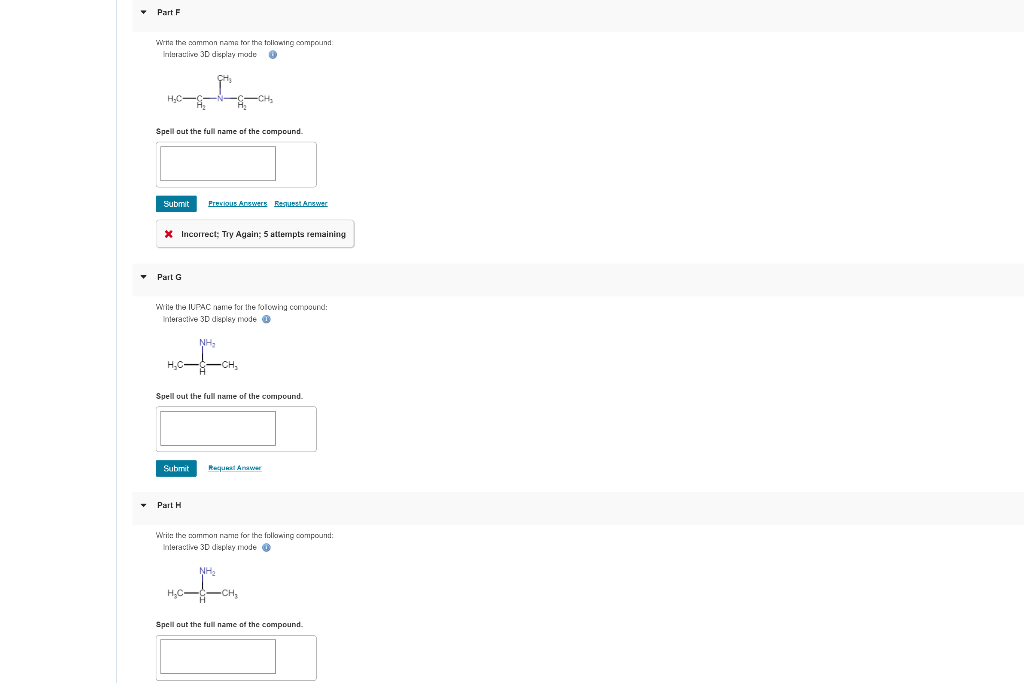 Solved Part F Write the common name for the following | Chegg.com