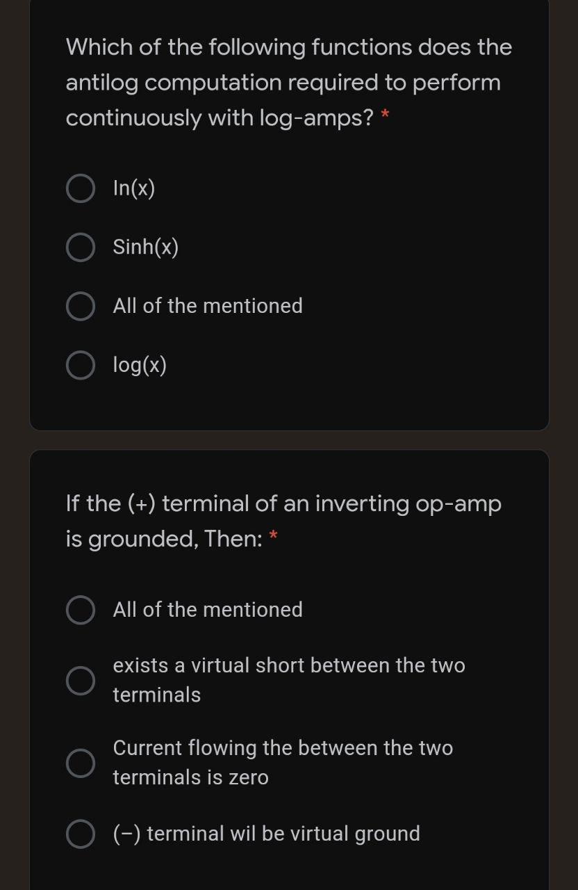 Solved Which of the following functions does the antilog | Chegg.com