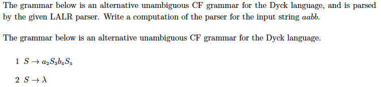 Solved The Grammar Below Is An Alternative Unambiguous Cf 
