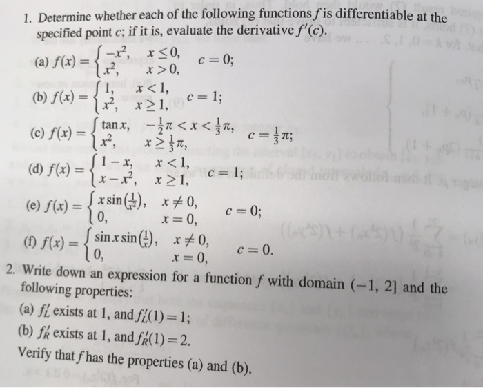 Solved 1. Determine whether each of the following functions | Chegg.com
