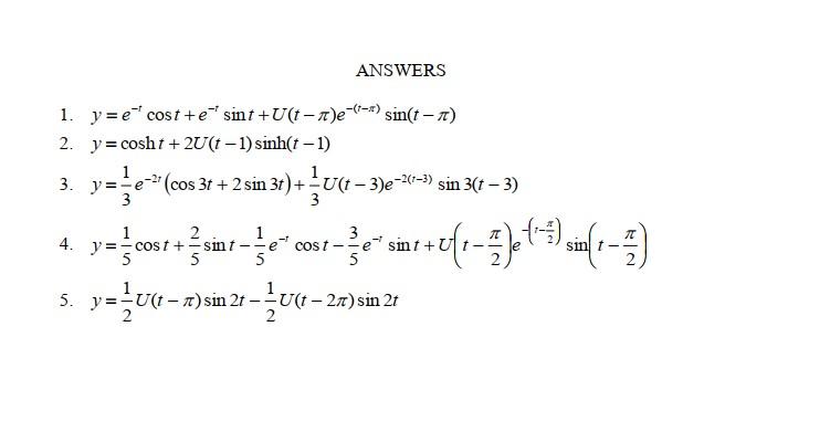Solved DIRAC DELTA EXERCISES Solve using Laplace Transforms. | Chegg.com