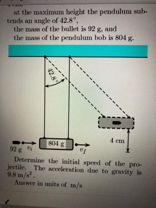 Solved A student performs a ballistic pendulum experiment | Chegg.com