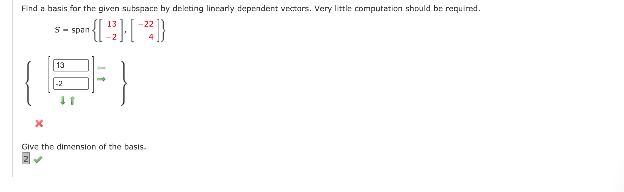 Solved Find a basis for the given subspace by deleting | Chegg.com