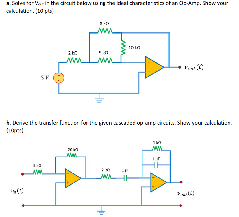 Solved a. Solve for Vout in the circuit below using the | Chegg.com