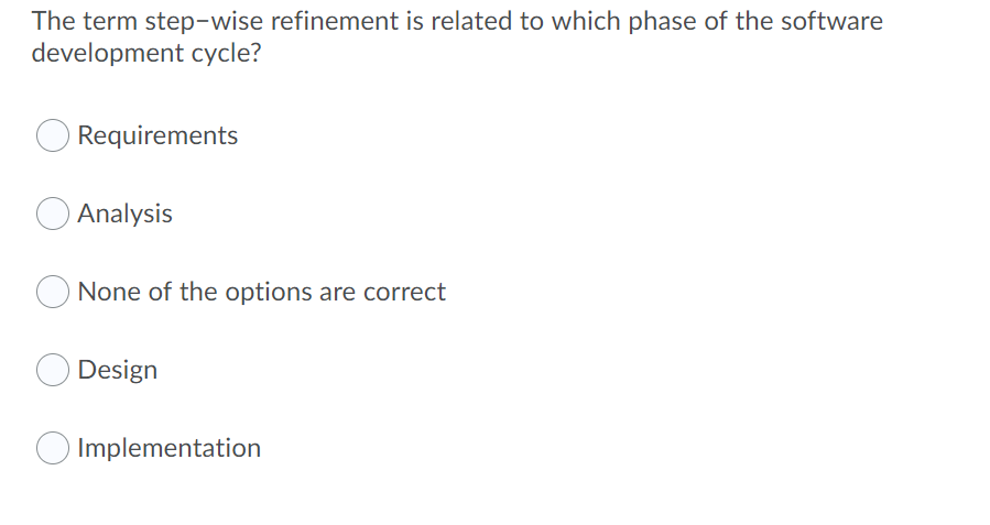 Solved The term step-wise refinement is related to which | Chegg.com