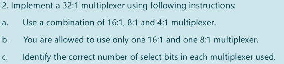 Solved 2. Implement a 32:1 multiplexer using following | Chegg.com