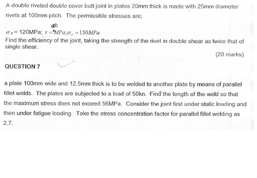 Solved A double riveted double cover butt joint in plates | Chegg.com