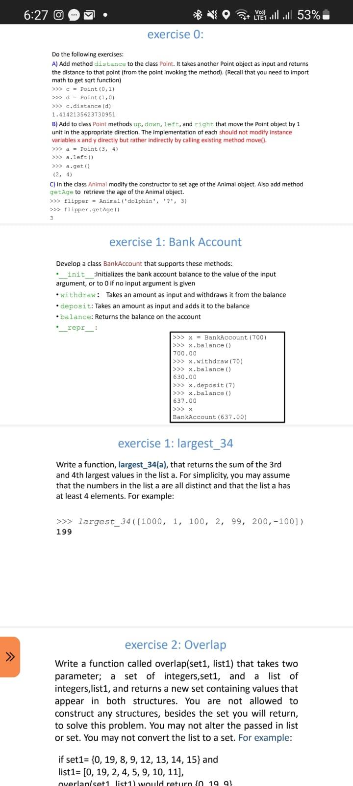 Solved 6:27 0 Vo)) 53% اا اا. r ه ه } * . ال exercise 0: Do | Chegg.com