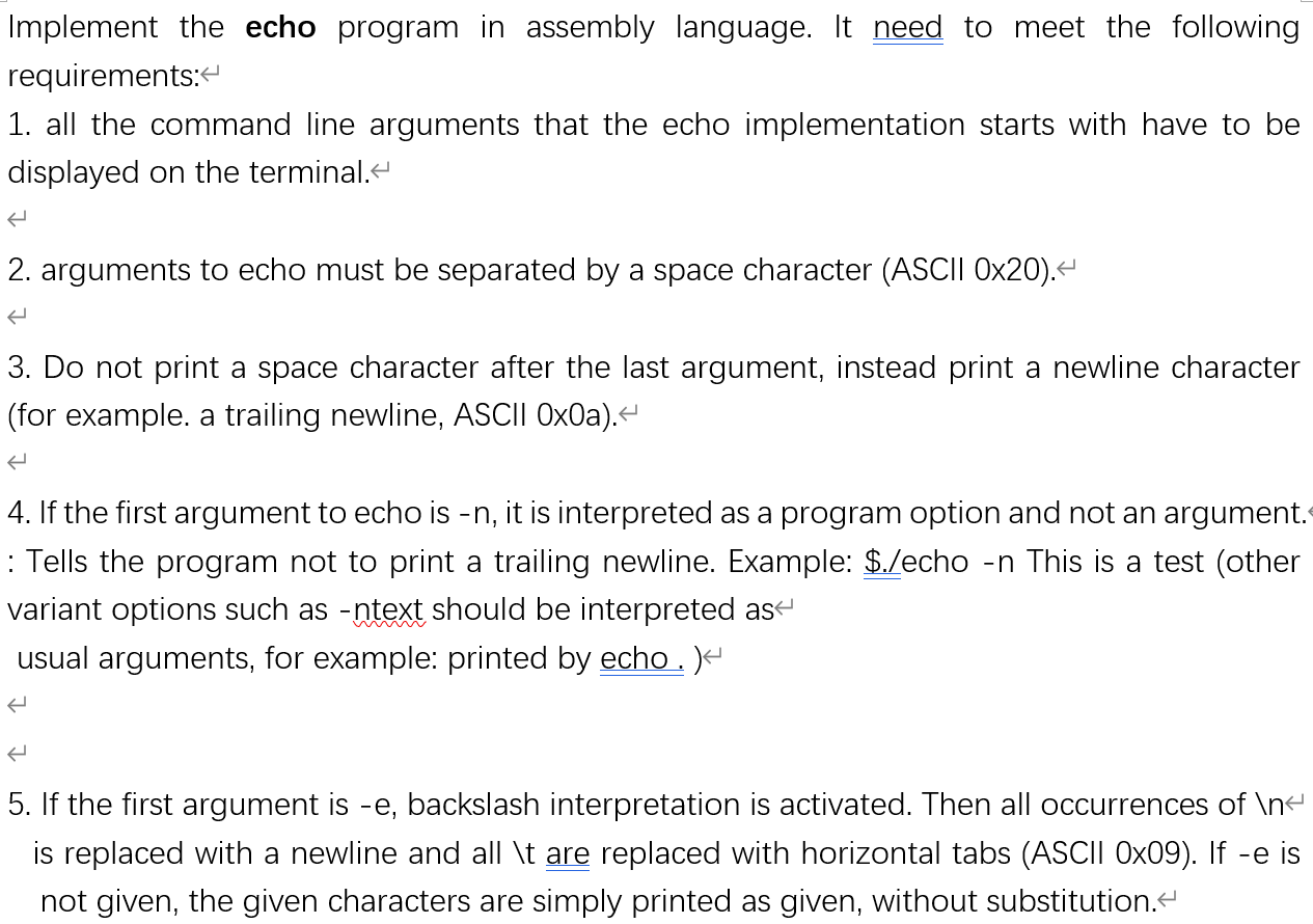 Solved Implement the echo program in assembly language. It | Chegg.com