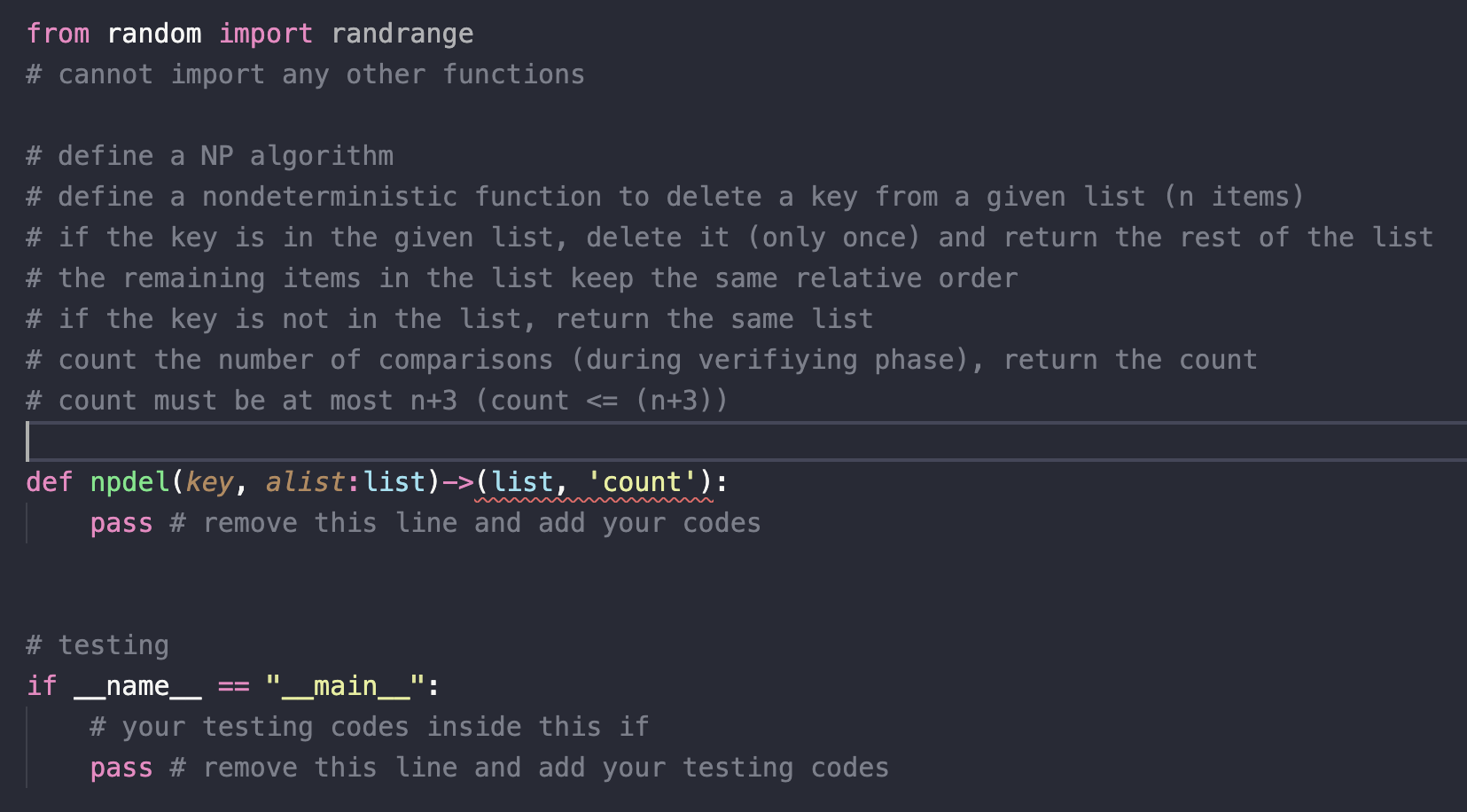 Solved Define a nondeterministic function (NP) to delete a | Chegg.com