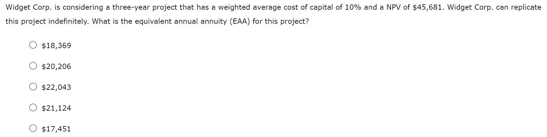 Solved Widget Corp. has to choose between two mutually | Chegg.com