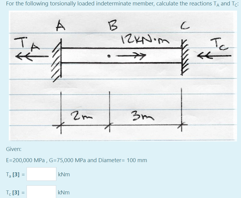 Solved For the following torsionally loaded indeterminate | Chegg.com