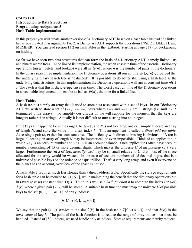 Solved CMPS 12B Introduction to Data Structures Programming | Chegg.com