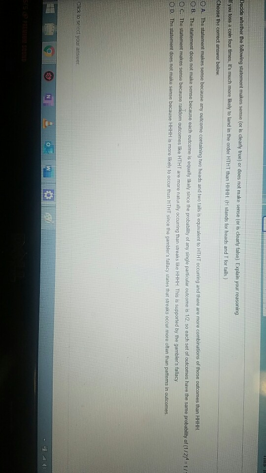 Solved Decide whether the following statement makes sense | Chegg.com