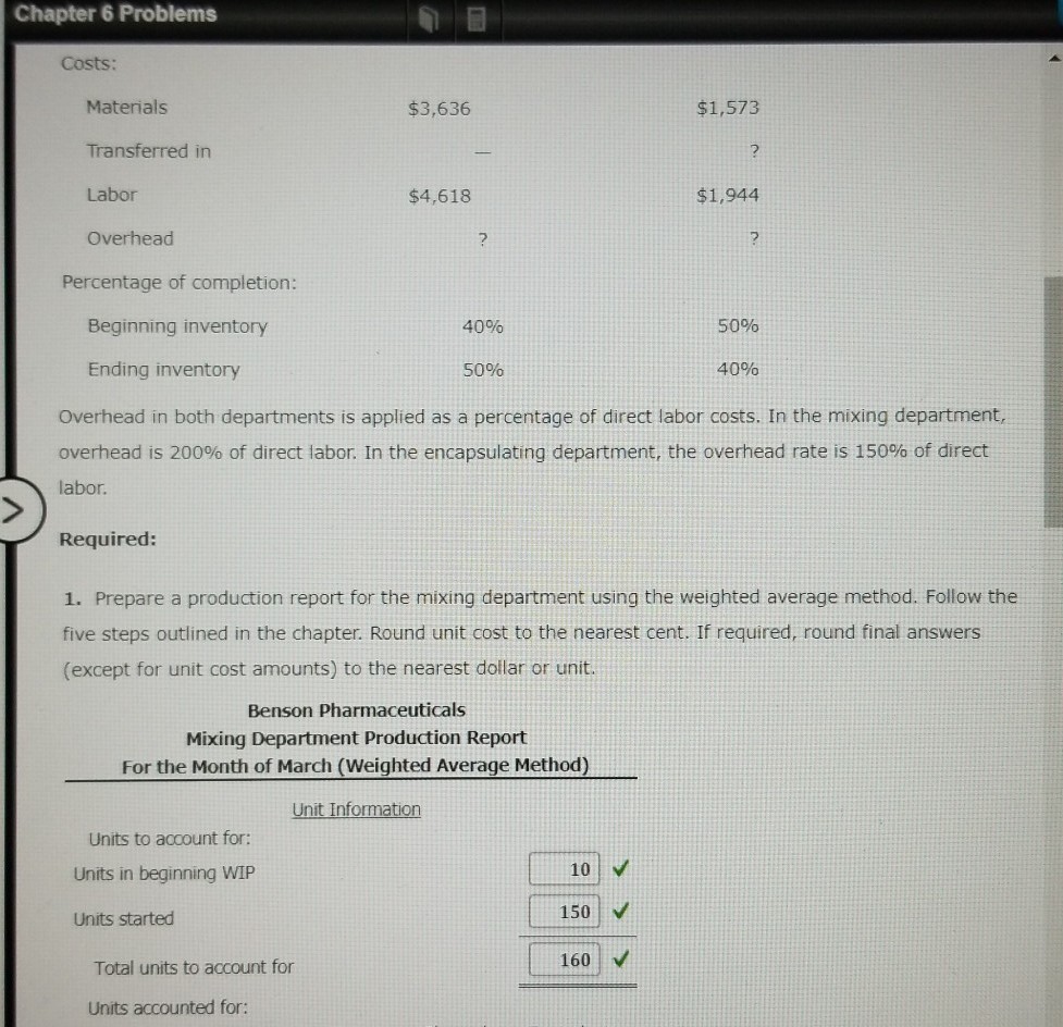 Solved Chapter 6 Problems Weighted Average Method, | Chegg.com