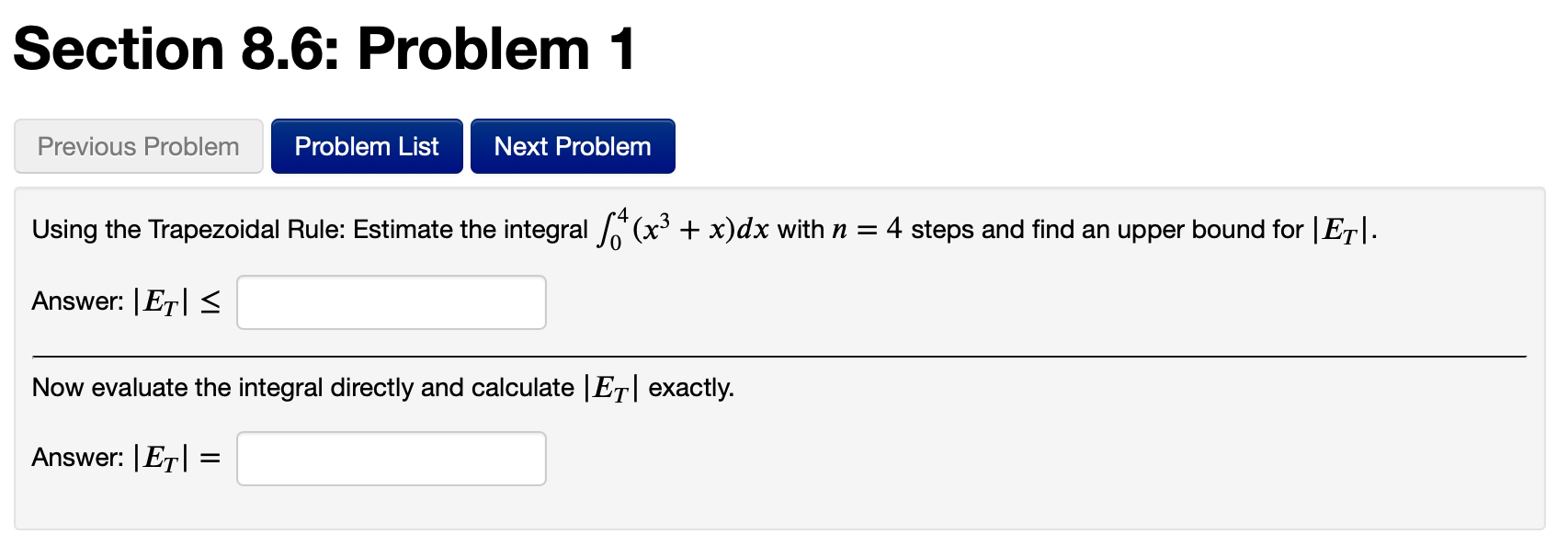 Solved Section 8.6: Problem 1 Previous Problem Problem List | Chegg.com