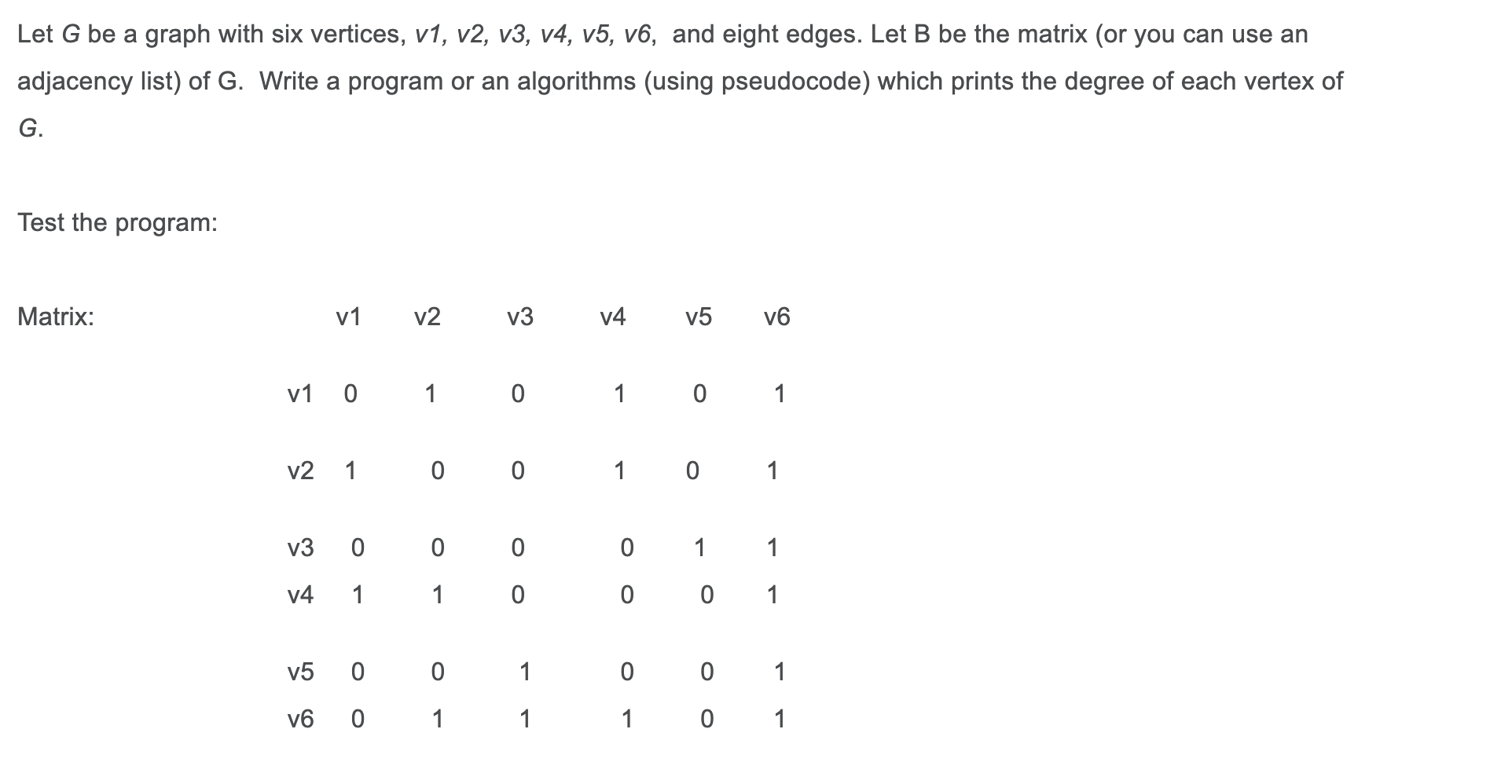 Solved Let G be a graph with six vertices, v1, v2, v3, v4, | Chegg.com