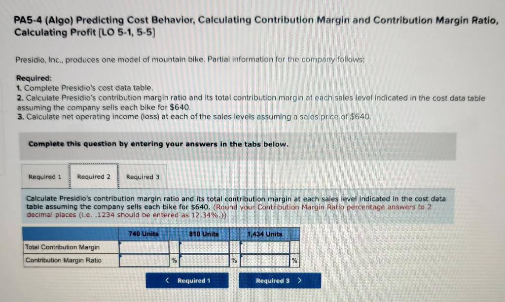 Solved PA5-4 (Algo) Predicting Cost Behavior, Calculating | Chegg.com