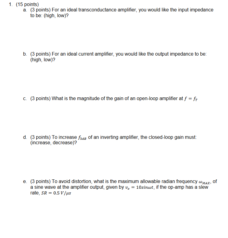 Solved (15 points) a. (3 points) For an ideal | Chegg.com