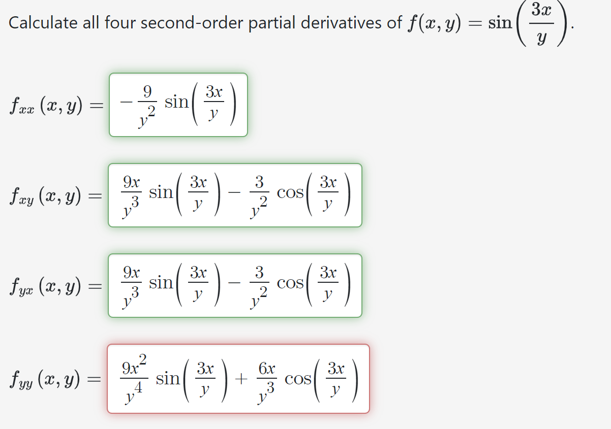 Solved Calculate all four second-order partial derivatives | Chegg.com