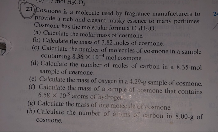 Solved H2CO3 23. Cosmone is a molecule used by fragrance | Chegg.com