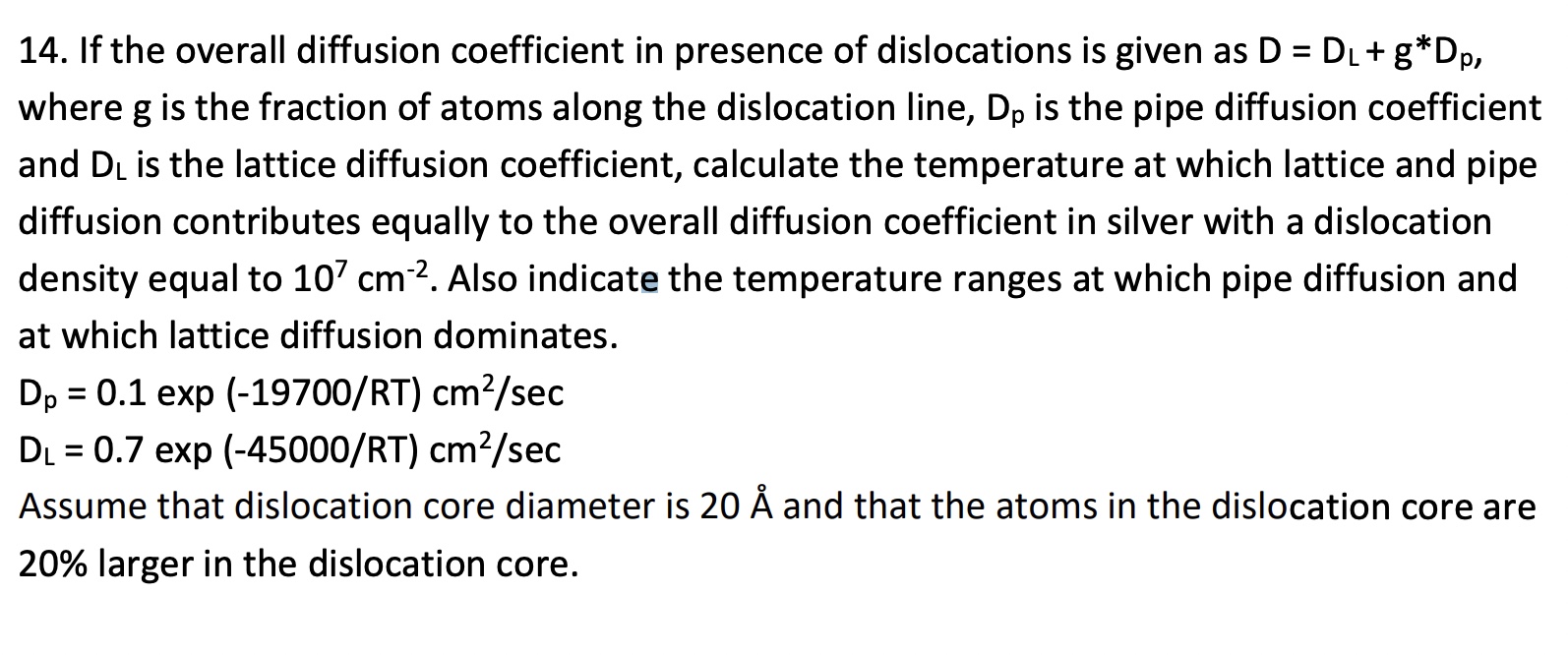 Solved If the overall diffusion coefficient in presence of | Chegg.com