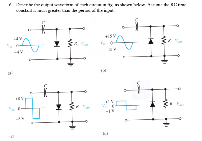 Solved 6. Describe the output waveform of each circuit in | Chegg.com