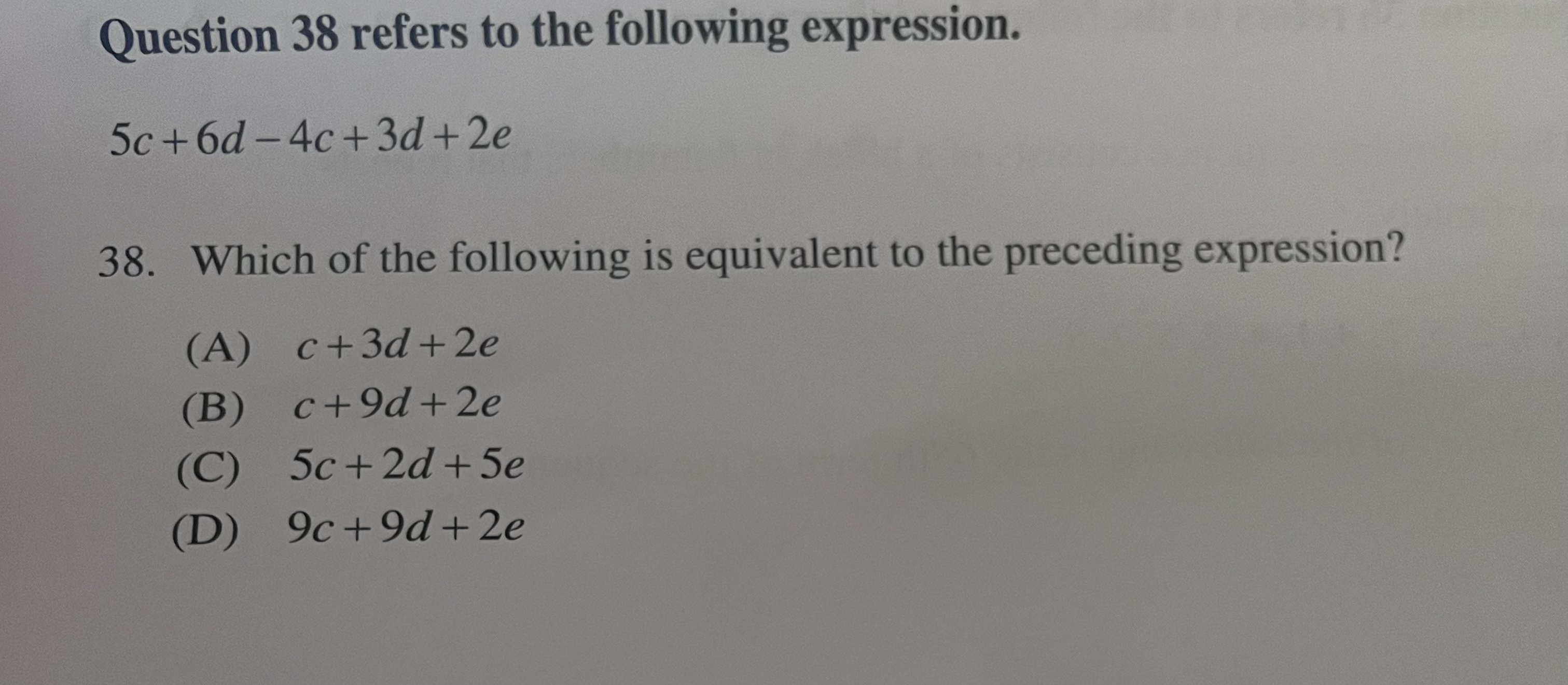 Solved Question 38 refers to the following expression. | Chegg.com