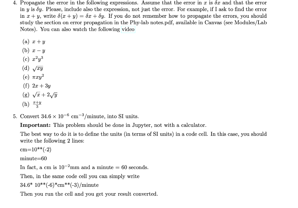 Solved 4. Propagate the error in the following expressions. | Chegg.com
