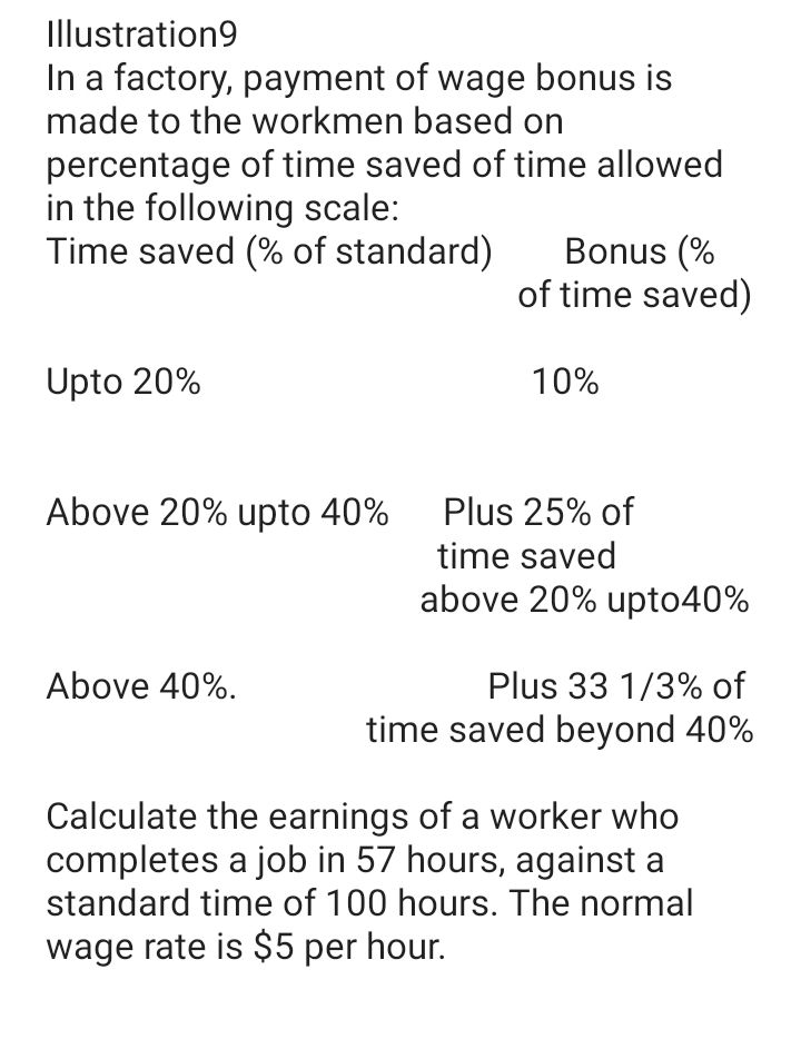 Solved illustration 9 In a factory, payment of wage bonus is | Chegg.com
