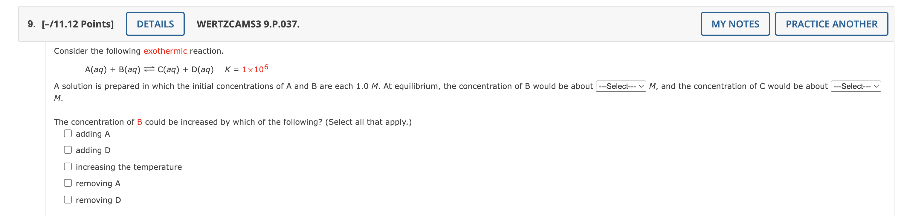 Solved Consider the following exothermic reaction. | Chegg.com