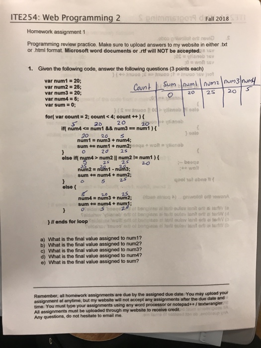 Solved ITE254: Web Programming 2 Fall 2018 Programming | Chegg.com