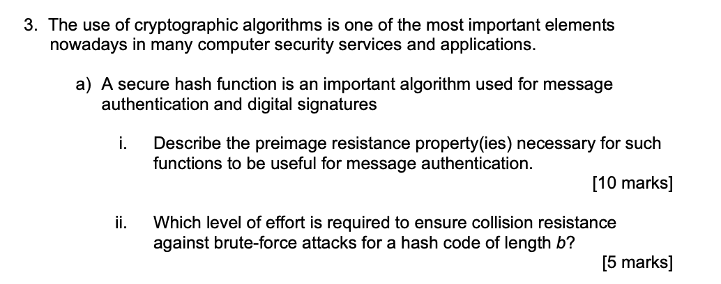 Solved The use of cryptographic algorithms is one of the | Chegg.com