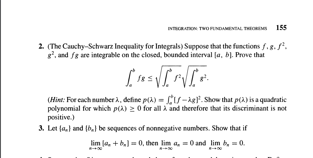 Solved 2. (The Cauchy-Schwarz Inequality for Integrals) | Chegg.com