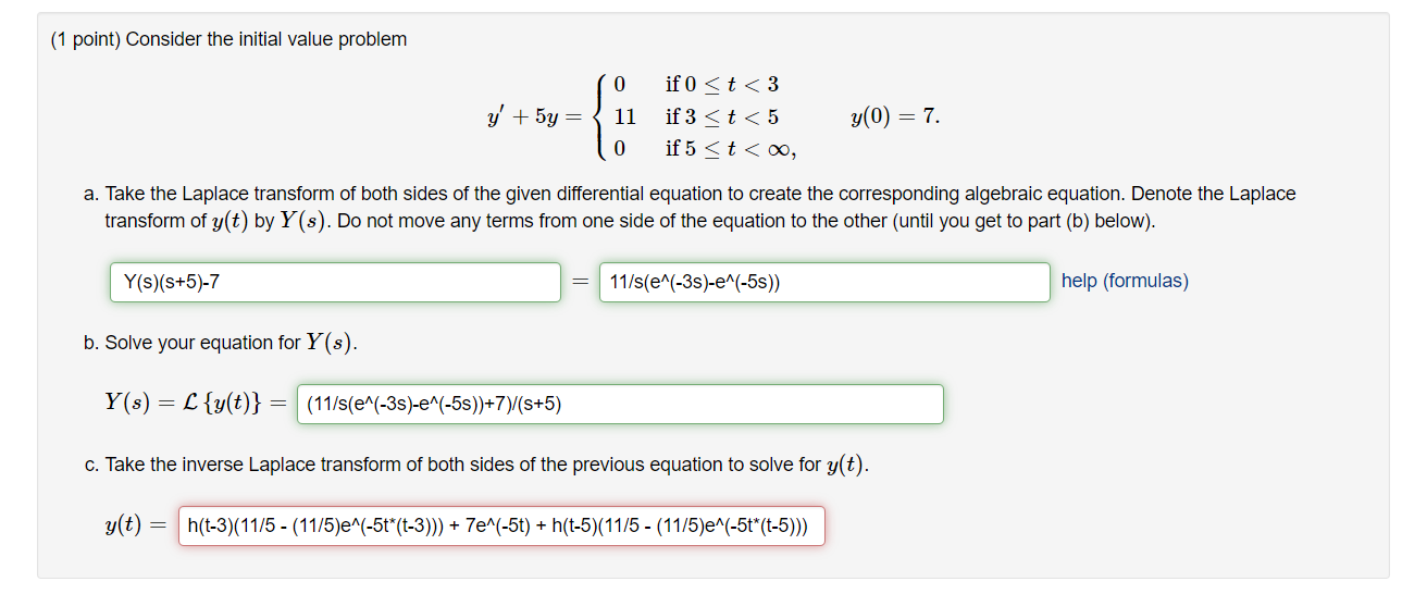 Solved (1 point) Consider the initial value problem | Chegg.com
