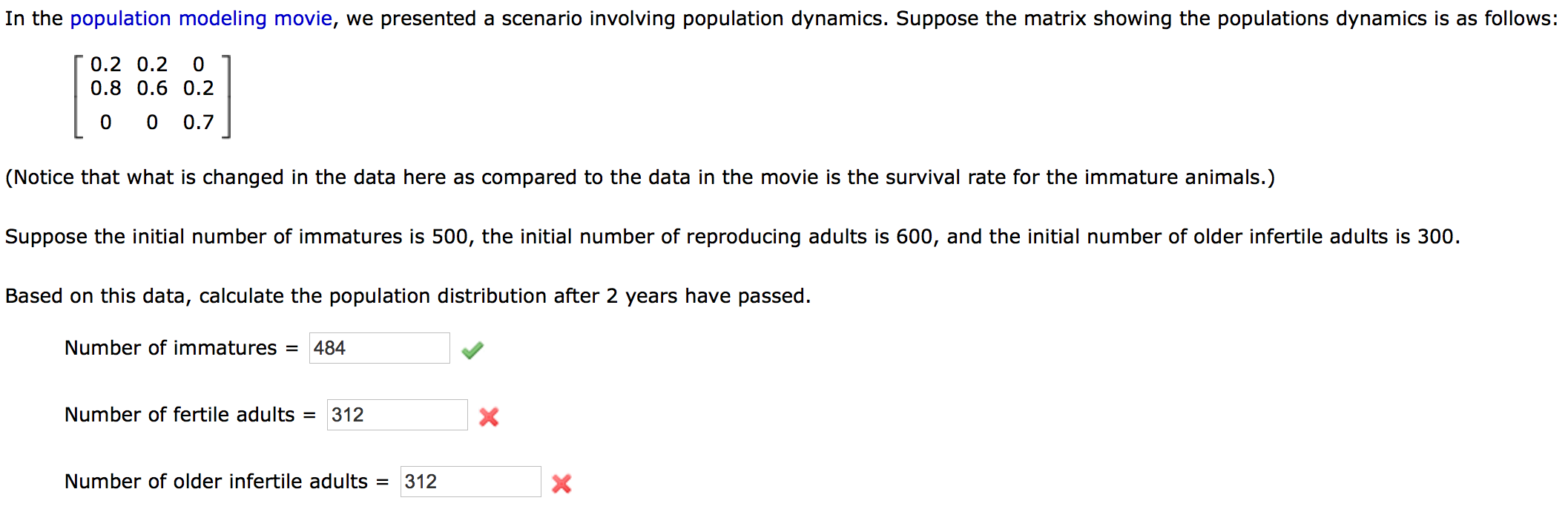 Solved In the population modeling movie, we presented a | Chegg.com