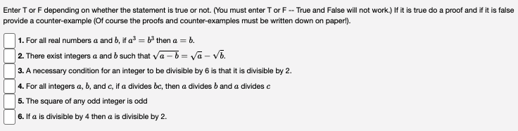 Solved Enter Tor F depending on whether the statement is | Chegg.com