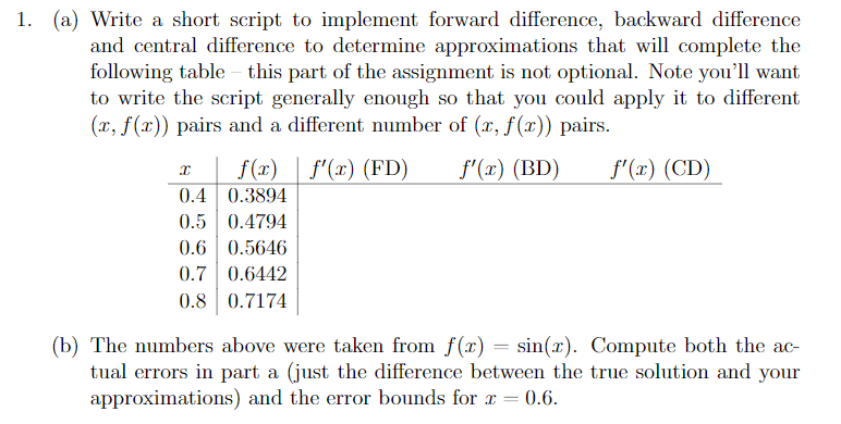 Solved 1. (a) Write a short script to implement forward | Chegg.com