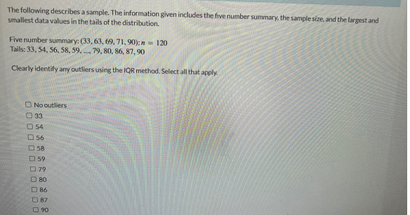 Solved The following describes a sample. The information | Chegg.com