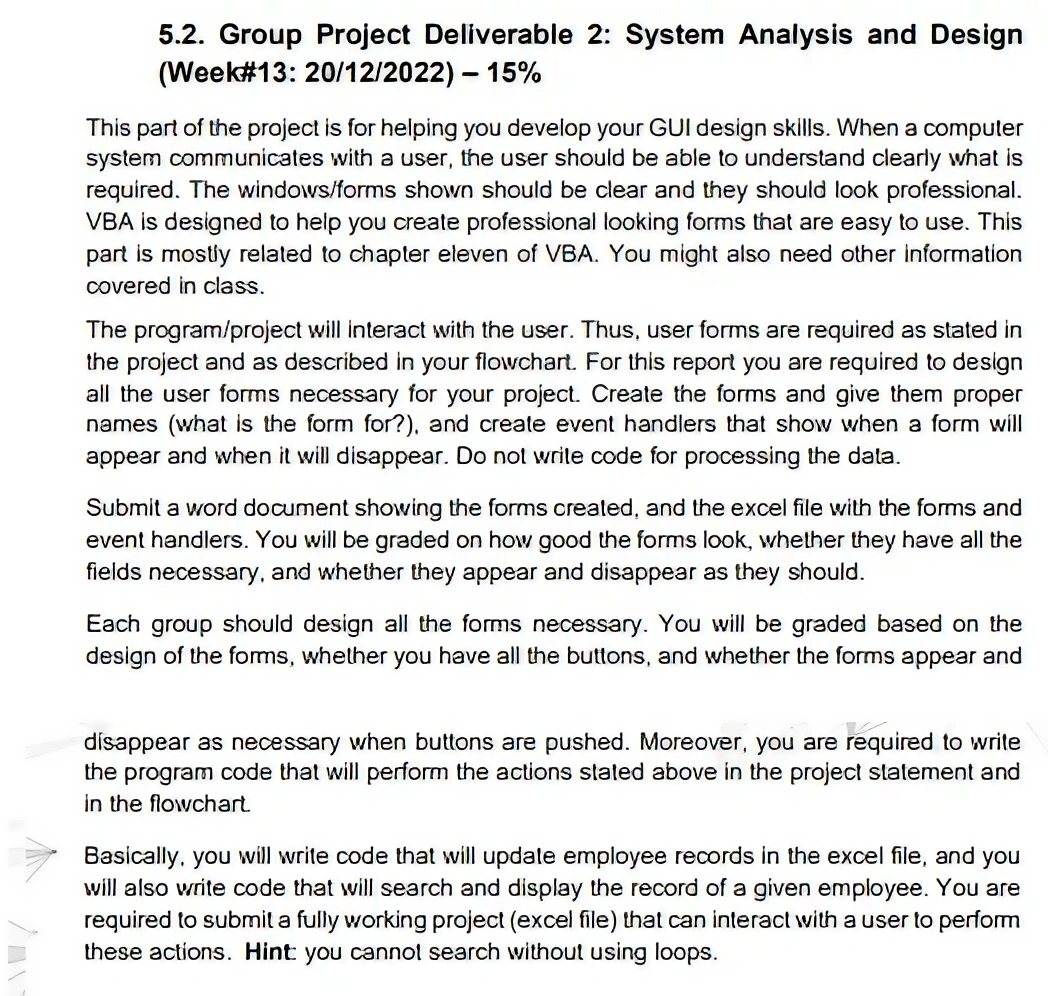 Solved 5.2. Group Project Deliverable 2: System Analysis and | Chegg.com