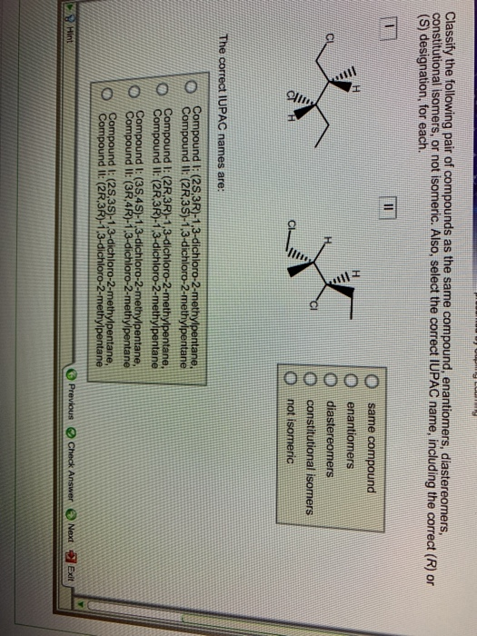 Solved Classify the following pair of compounds as the same | Chegg.com