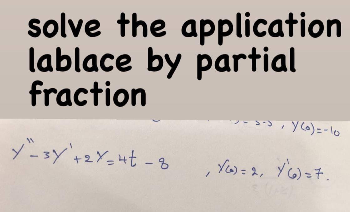 Solved solve the application lablace by partial fraction , Y | Chegg.com