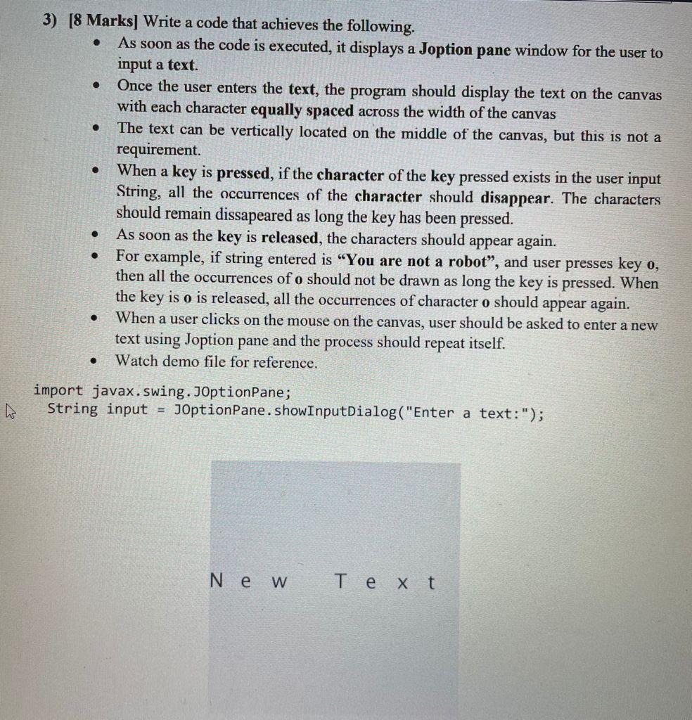 Solved . 3) [8 Marks] Write a code that achieves the | Chegg.com