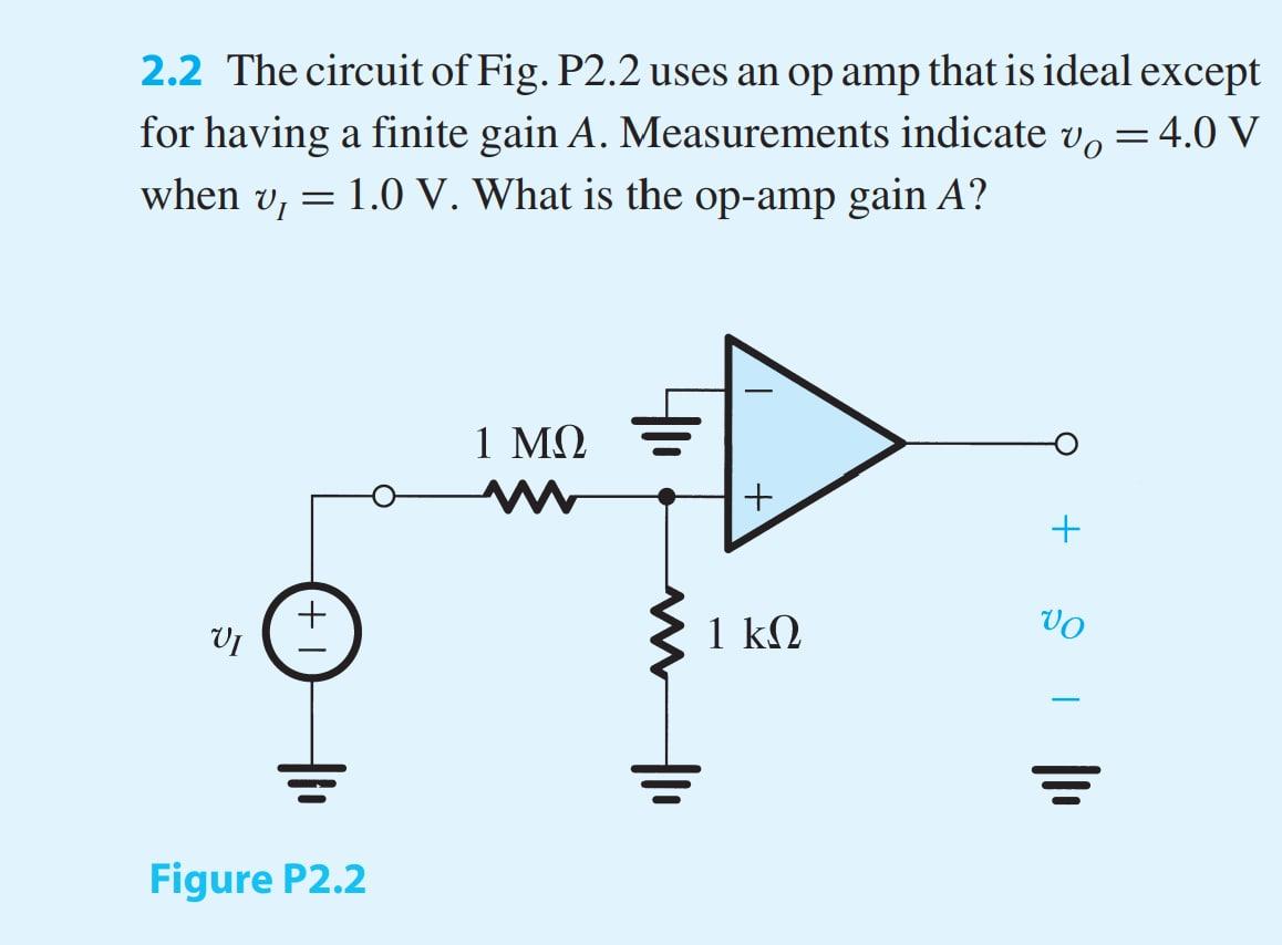 Solved 2.2 The circuit of Fig. P2.2 uses an op amp that is | Chegg.com
