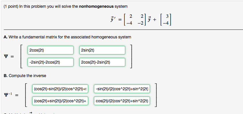Solved (1 point) In this problem you will solve the | Chegg.com